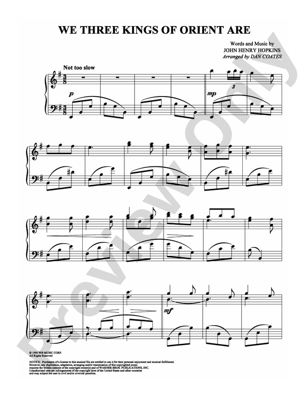 We Three Kings of Orient Are: Piano: John Henry Hopkins - Digital Sheet ...