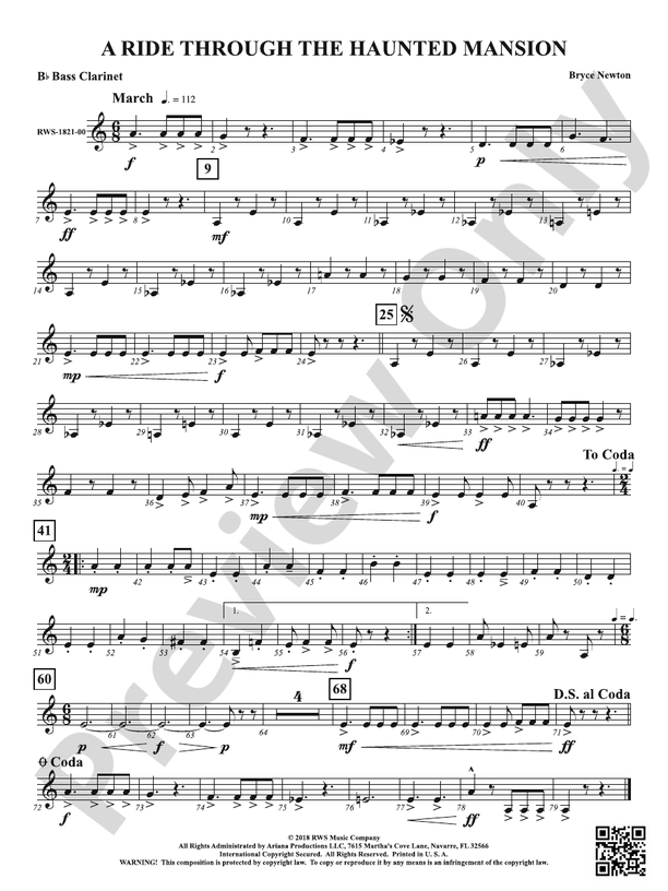 A Ride Through the Haunted Mansion: B-flat Bass Clarinet: B-flat Bass ...