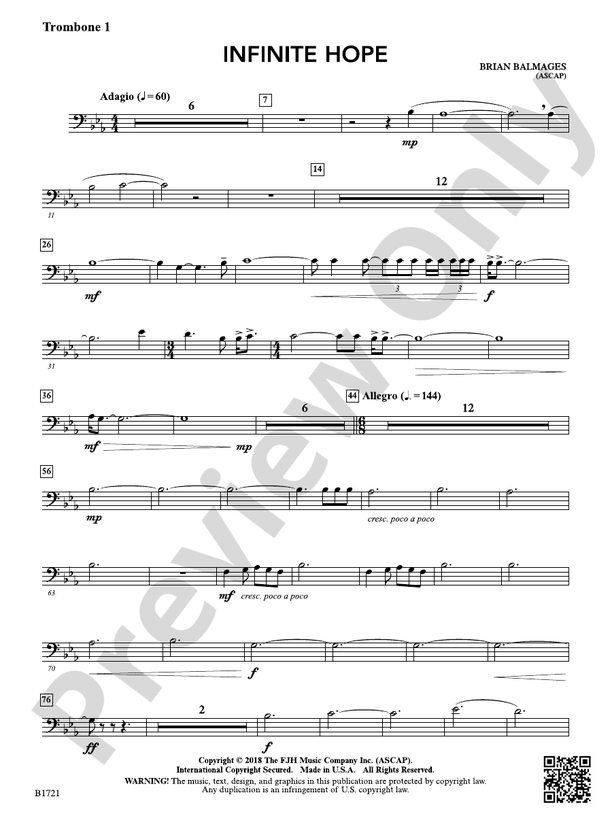 Infinite Hope: Trombone 1: Trombone 1 Part: Brian Balmages - Digital ...