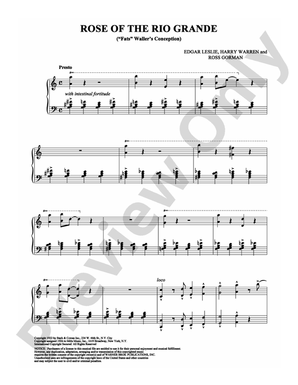 Rose of the Rio Grande (''Fats'' Waller's Conception): Piano: Harry ...