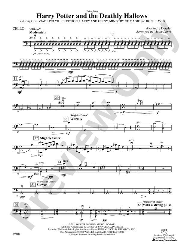 Harry Potter and the Deathly Hallows, Part 1, Suite from: Cello: Cello ...