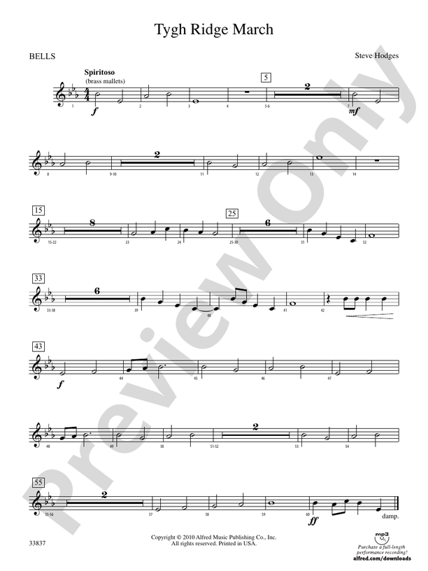 Tygh Ridge March: Bells: Bells Part - Digital Sheet Music Download