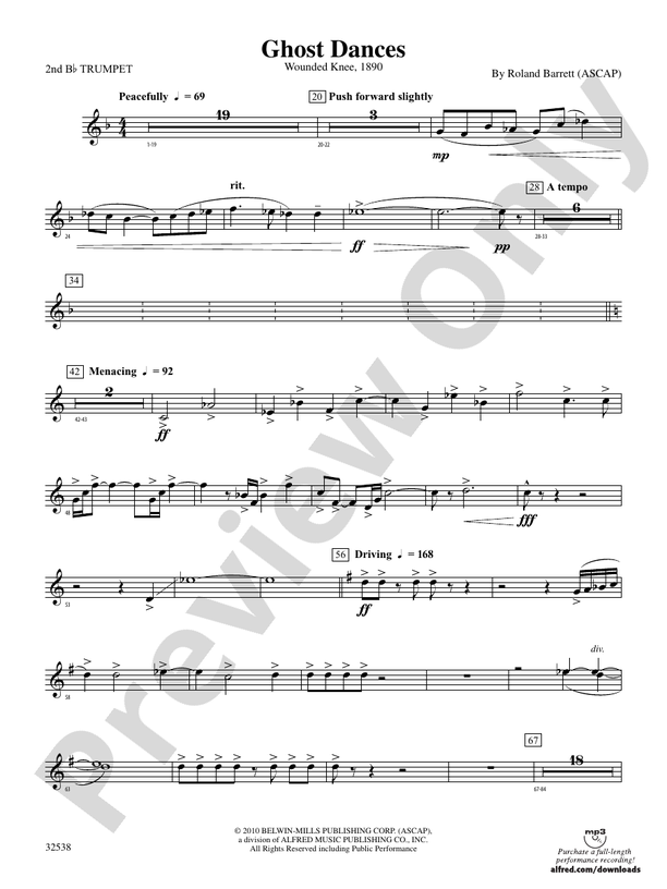 Ghost Dances: 2nd B-flat Trumpet: 2nd B-flat Trumpet Part - Digital Sheet Music Download