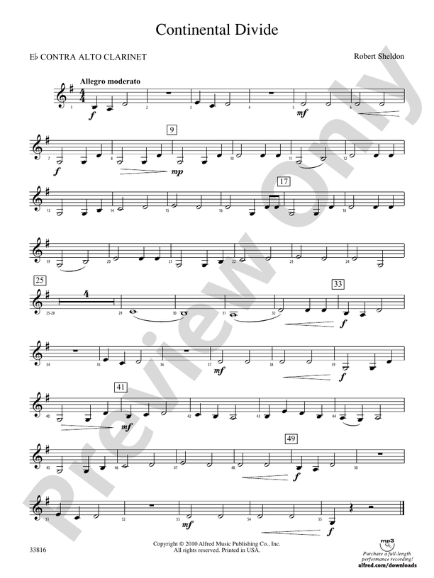 Continental Divide: (wp) E-flat Contrabass Clarinet: (wp) E-flat Contrabass Clarinet World Part ...