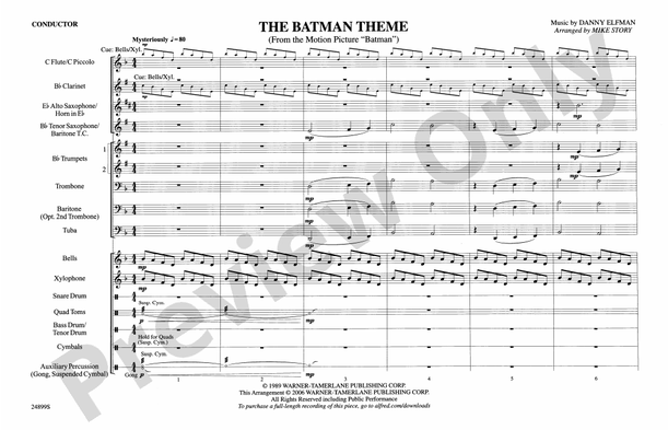 The Batman Theme (from Batman): Score: Marching Band Score - Digital ...