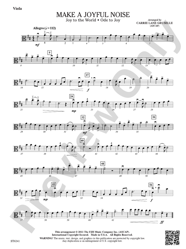 Make a Joyful Noise: Viola: Viola Part - Digital Sheet Music Download
