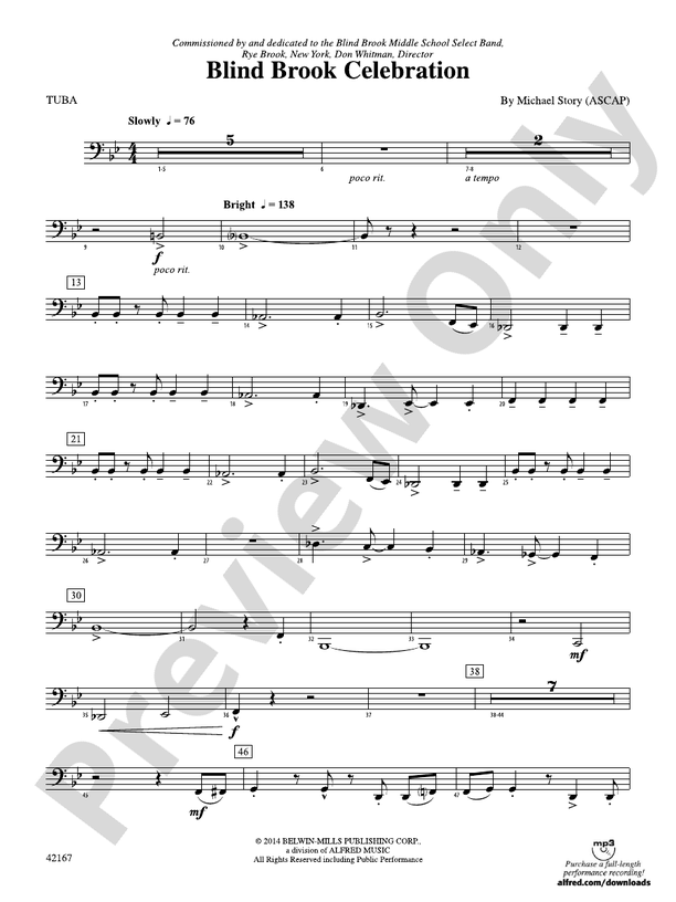 Blind Brook Celebration: Tuba: Tuba Part - Digital Sheet Music Download