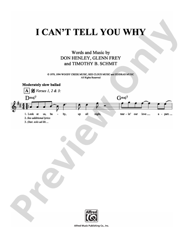 I Can't Tell You Why: Lead Sheet: Don Henley - Digital Sheet Music Download