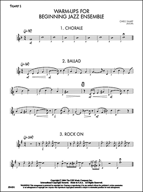 Warm-ups for Beginning Jazz Ensemble: Jazz Ensemble Conductor Score ...