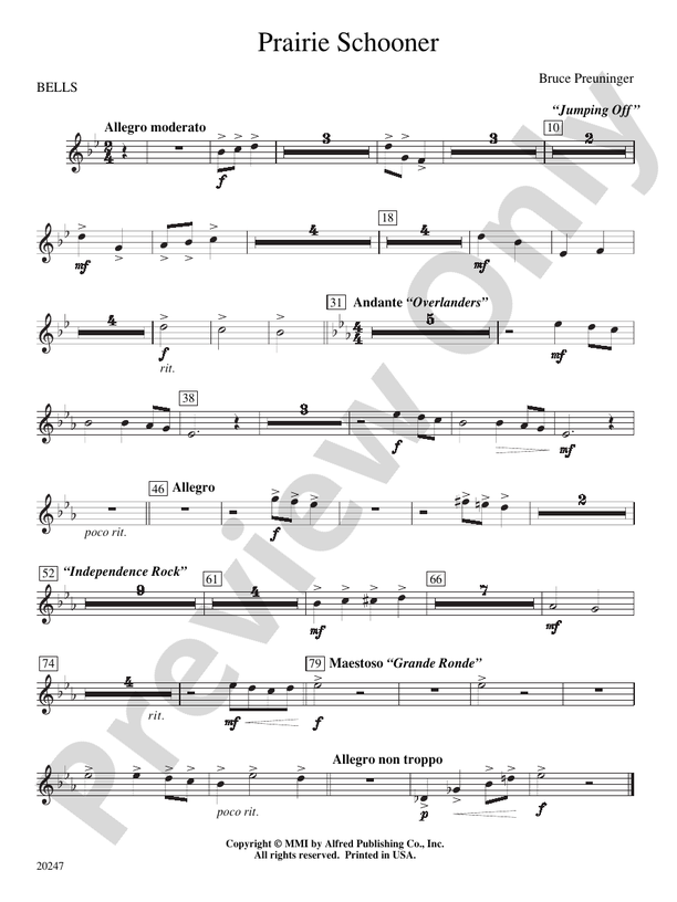 Prairie Schooner: Bells: Bells Part - Digital Sheet Music Download