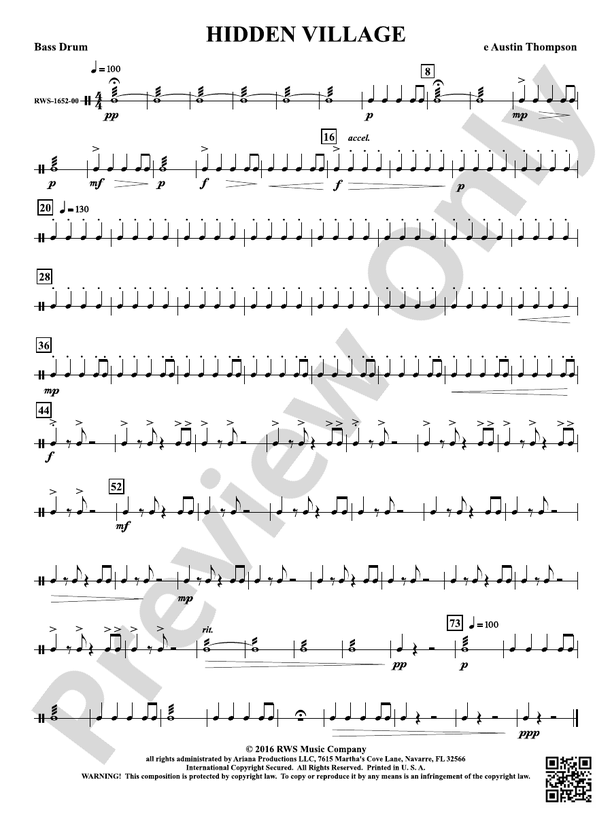 Hidden Village: Bass Drum: Bass Drum Part: e Austin Thompson - Digital ...