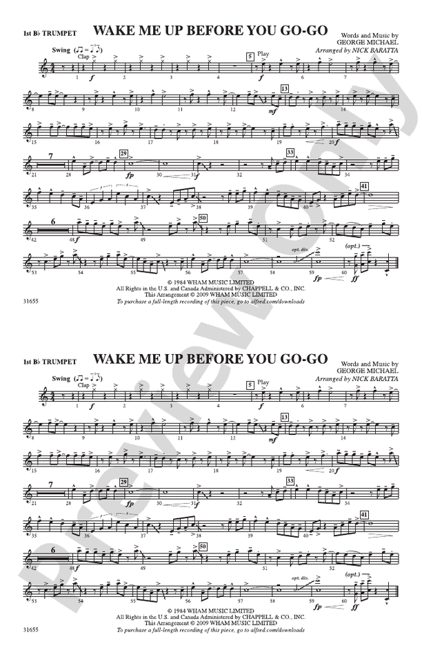 Wake Me Up Before You Go-Go: 1st B-flat Trumpet: 1st B-flat Trumpet Part - Digital Sheet Music ...
