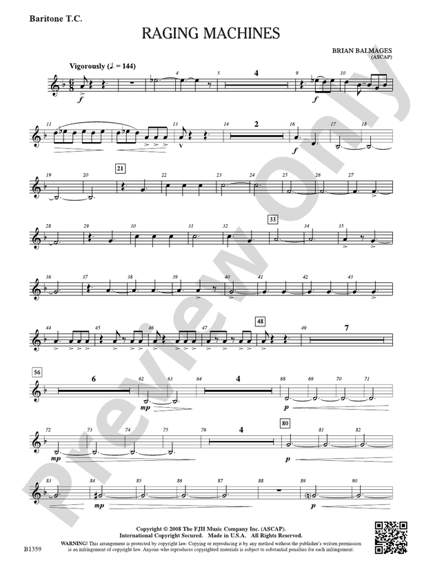 Raging Machines: Baritone T.C.: Baritone T.C. Part: Brian Balmages ...