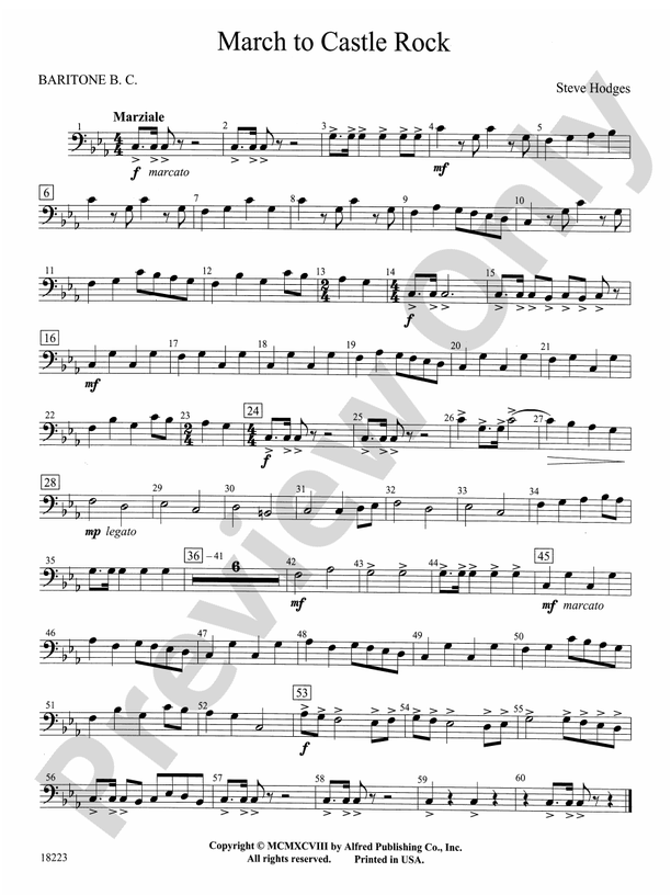 March to Castle Rock: Baritone B.C.: Baritone B.C. Part - Digital Sheet ...