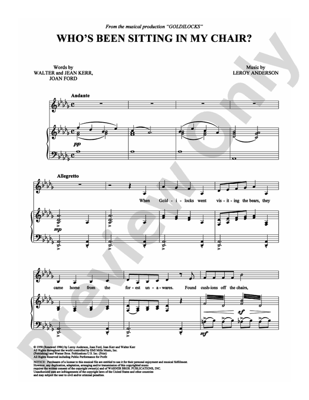 Who's Been Sitting In My Chair?: Piano/Vocal/Chords: Leroy Anderson ...