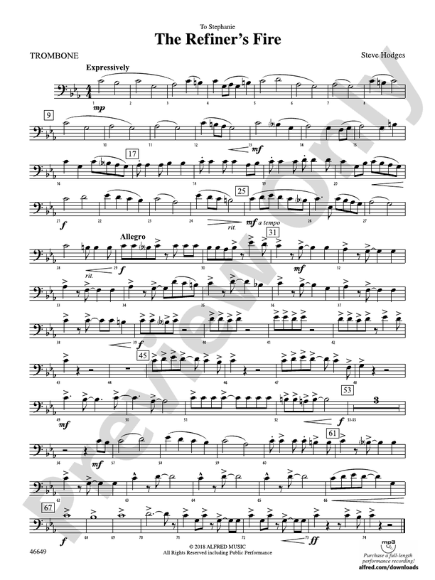 The Refiner's Fire: 1st Trombone: 1st Trombone Part - Digital Sheet Music Download