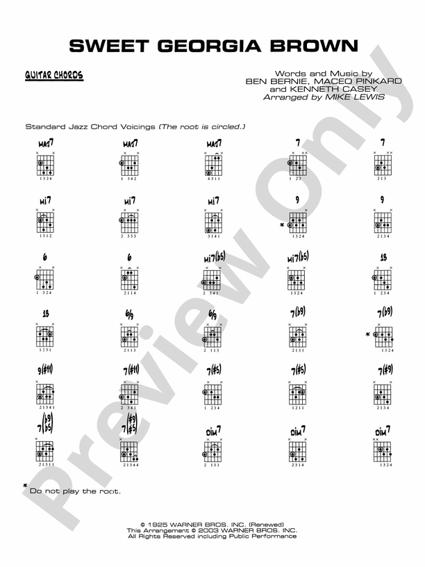 Sweet Georgia Brown: Guitar Chords: Guitar Chords Part - Digital Sheet ...