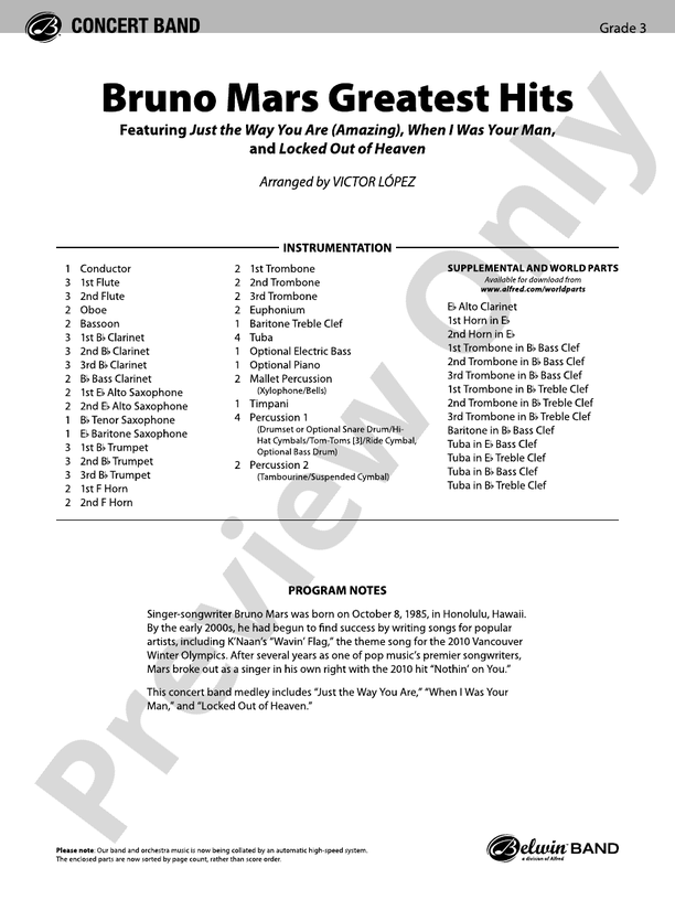 Bruno Mars Greatest Hits: Score: Concert Band Score - Digital Sheet ... Bruno Mars Greatest Hits: Score: Concert Band Score - Digital Sheet ...
