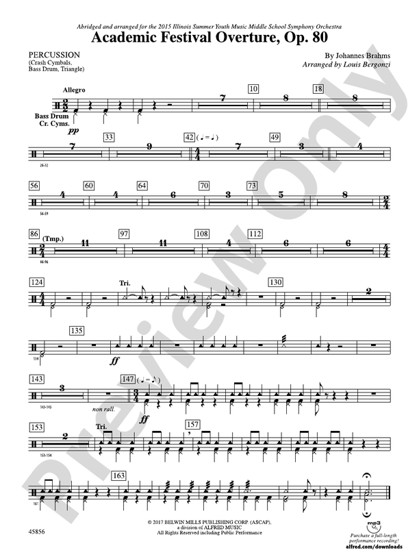 Academic Festival Overture, Op. 80: 1st Percussion: 1st Percussion Part ...