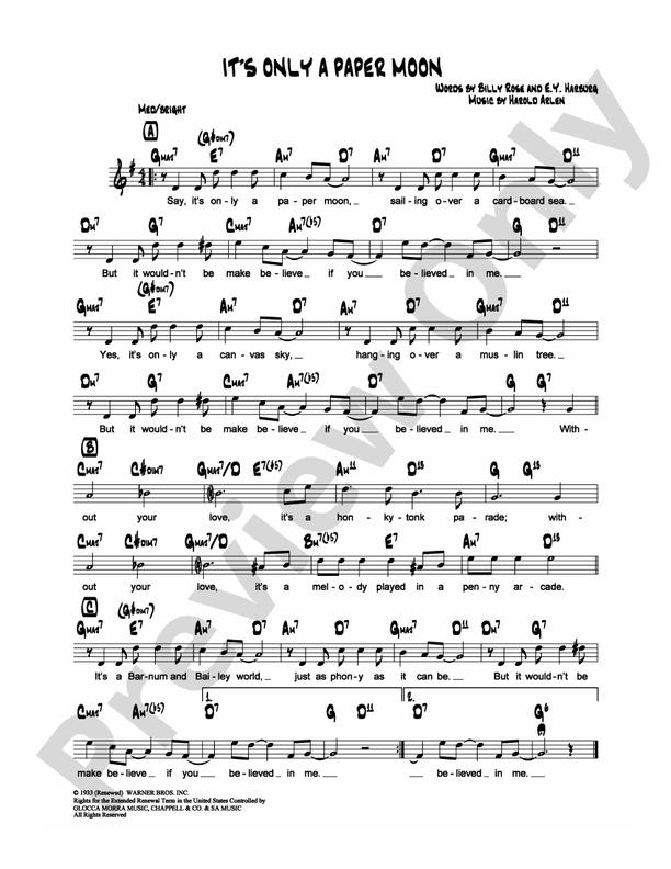 It's Only a Paper Moon: Lead Sheet: Harold Arlen - Digital Sheet Music Download