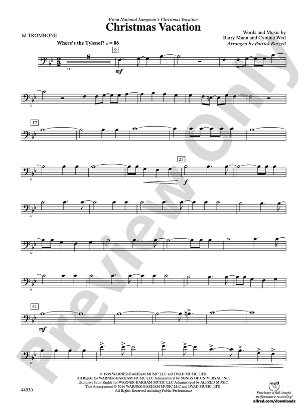 Christmas Vacation: 1st Trombone: 1st Trombone Part - Digital Sheet ...