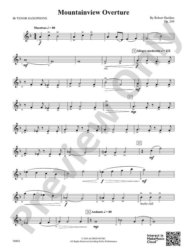 Mountainview Overture: B-flat Tenor Saxophone: B-flat Tenor Saxophone Part - Digital Sheet Music ...