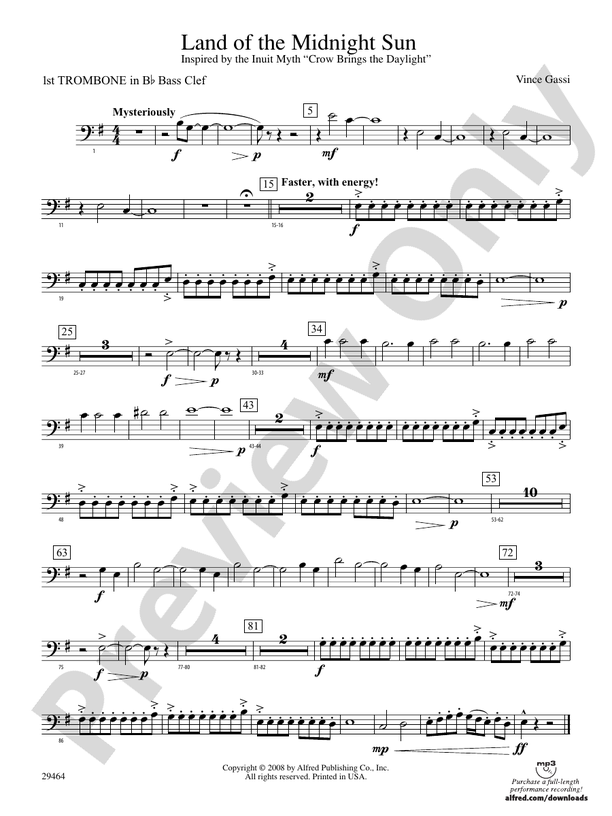 Land of the Midnight Sun: (wp) 1st B-flat Trombone B.C.: (wp) 1st B ...