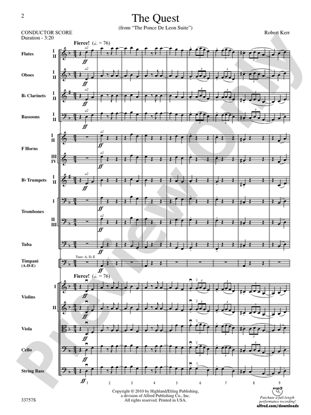 The Quest: Score: Full Orchestra Score - Digital Sheet Music Download