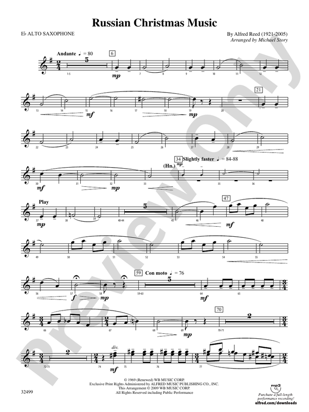 Russian Christmas Music: E-flat Alto Saxophone: E-flat Alto Saxophone Part - Digital Sheet Music ...