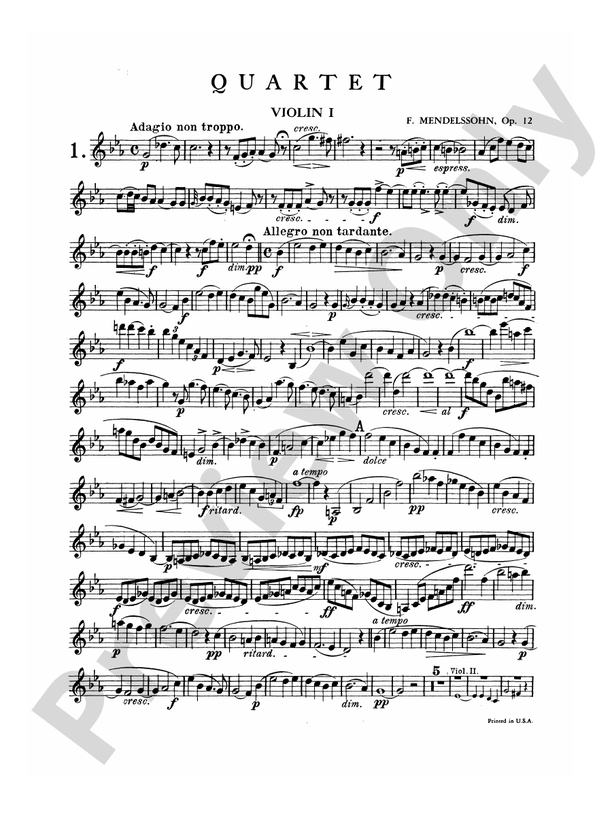 String Quartets, Op. 12; Op. 44, Nos. 1, 2 & 3: 1st Violin: 1st Violin Part - Digital Sheet ...