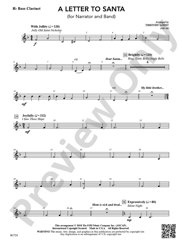 A Letter to Santa: B-flat Bass Clarinet: B-flat Bass Clarinet Part ...