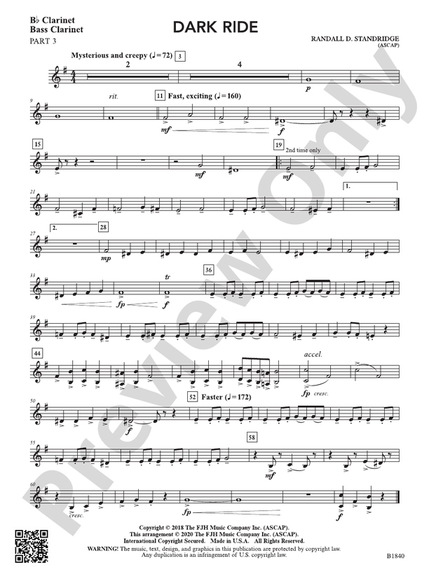 Dark Ride: Part 3 - B-flat Clarinet / Bass Clarinet: Part 3 - B-flat ...