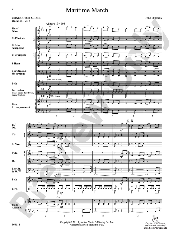 Maritime March: Concert Band Conductor Score & Parts: John O'Reilly ...