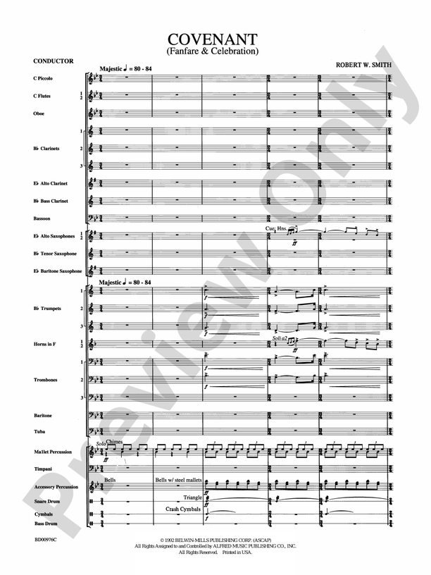 Covenant: Concert Band Conductor Score & Parts: Robert W. Smith ...