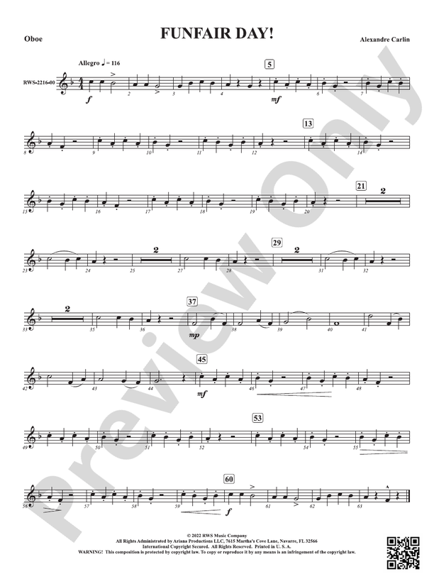 Funfair Day!: Oboe: Oboe Part: Alexandre Carlin - Digital Sheet Music ...