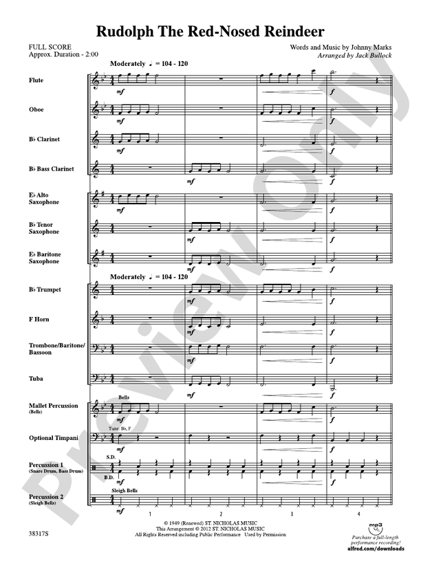 Rudolph the Red-Nosed Reindeer: Score: Concert Band Score - Digital ...