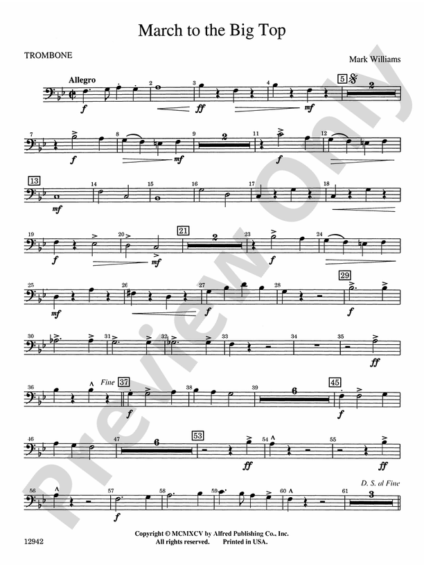 March to the Big Top: 1st Trombone: 1st Trombone Part - Digital Sheet ...