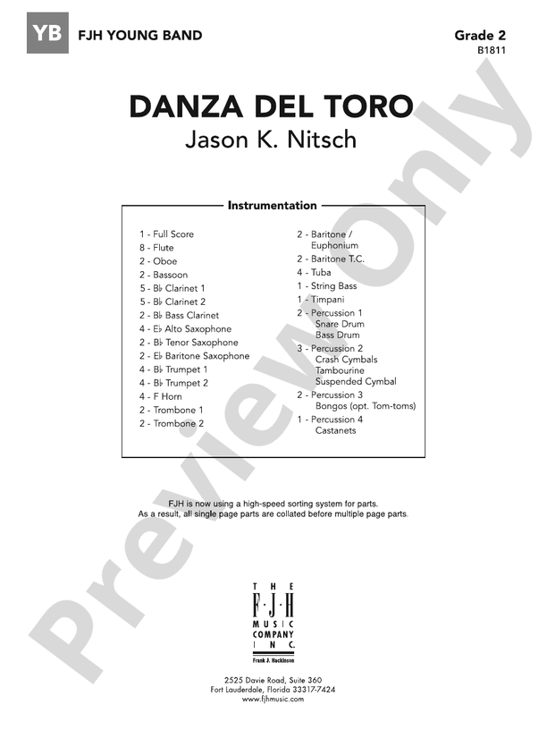 Danza del Toro: Score: Concert Band Score: Jason K. Nitsch - Digital ...