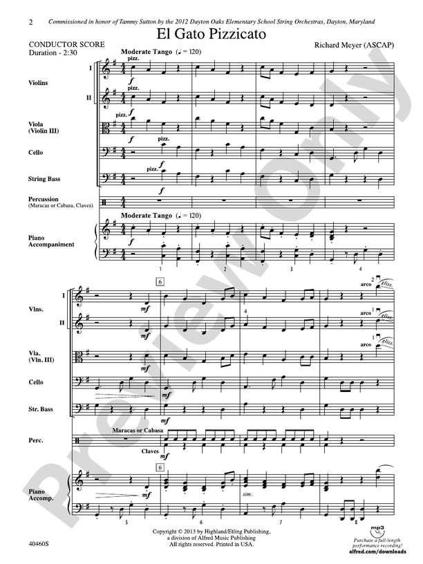 El Gato Pizzicato: String Orchestra Conductor Score & Parts: Richard ...