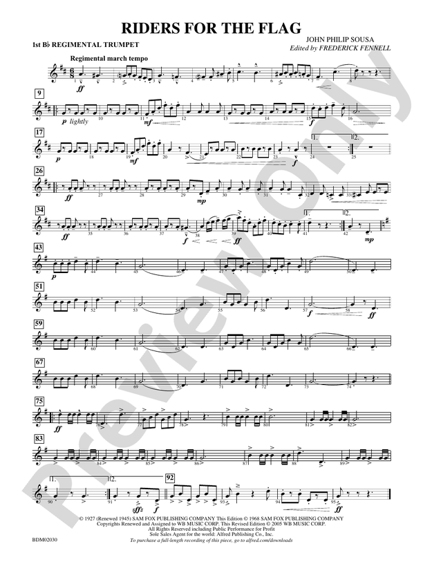 Riders for the Flag: 1st B-flat Trumpet: 1st B-flat Trumpet Part ...
