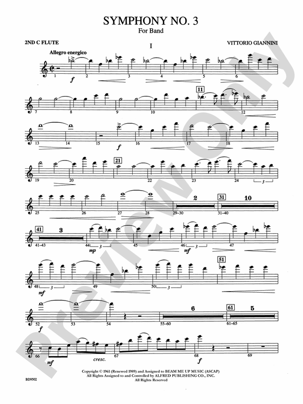 Symphony No. 3 for Band: 2nd Flute: 2nd Flute Part - Digital Sheet ...