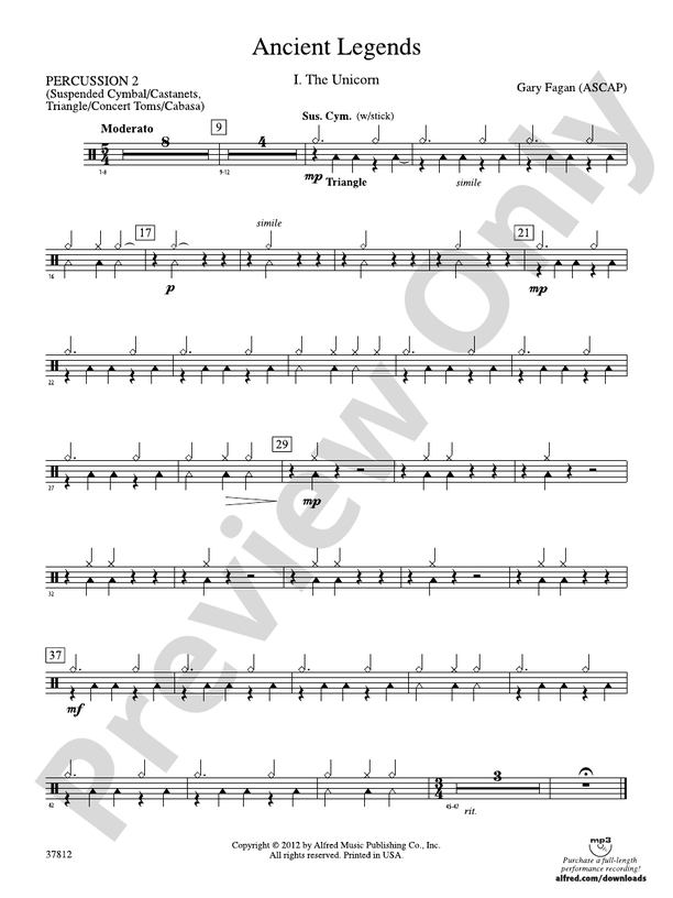Ancient Legends: 2nd Percussion: 2nd Percussion Part - Digital Sheet ...
