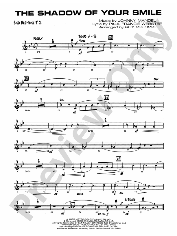 The Shadow of Your Smile (from The Sandpiper): 2nd Baritone T.C.: 2nd ...