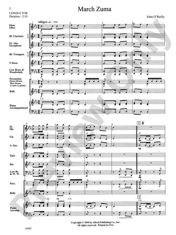 March Zuma: Concert Band Conductor Score & Parts: John O'Reilly ...