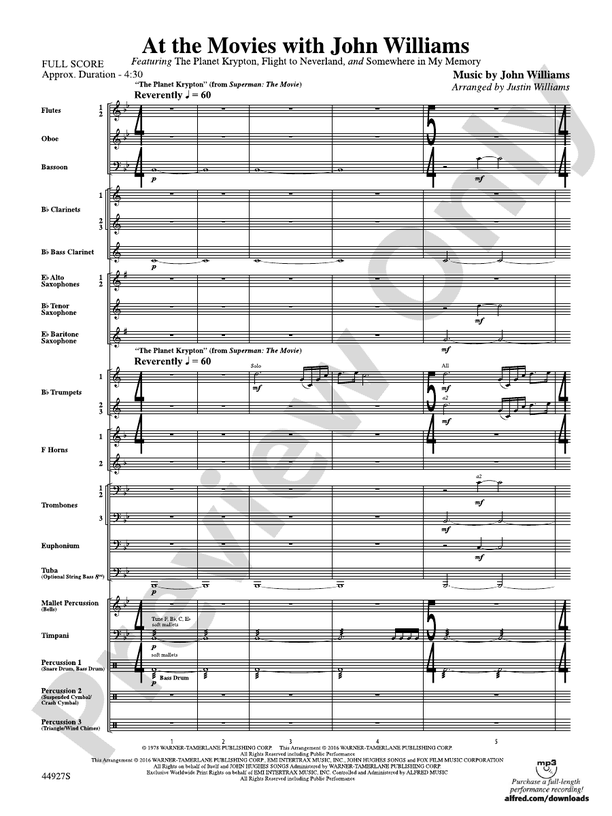At the Movies with John Williams: Score: Concert Band Score - Digital ...