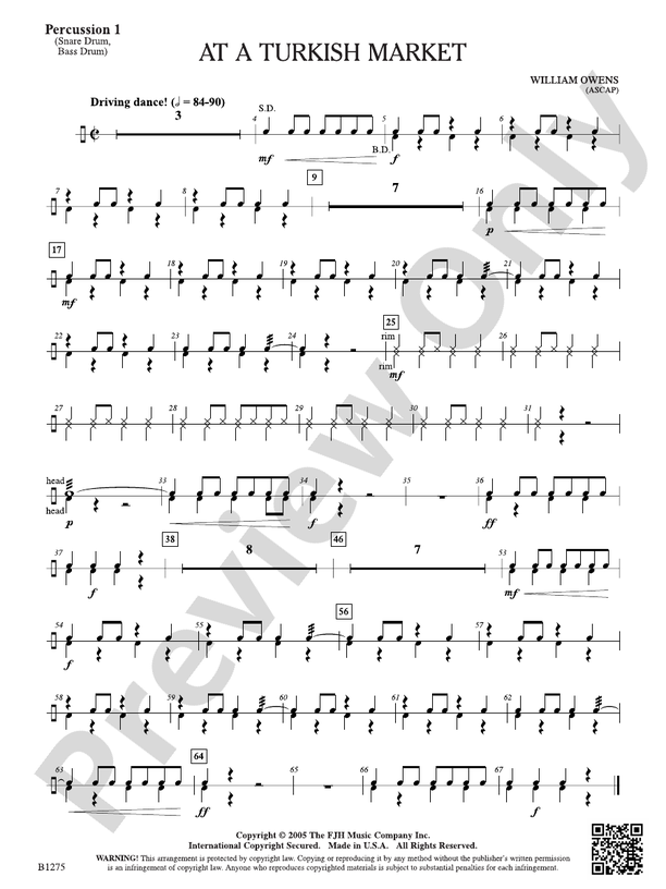 At a Turkish Market: Percussion 1: Percussion 1 Part: William Owens ...