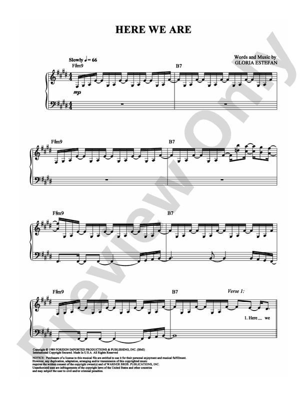 Here We Are: Piano/Vocal/Chords: Gloria Estefan - Digital Sheet Music Download