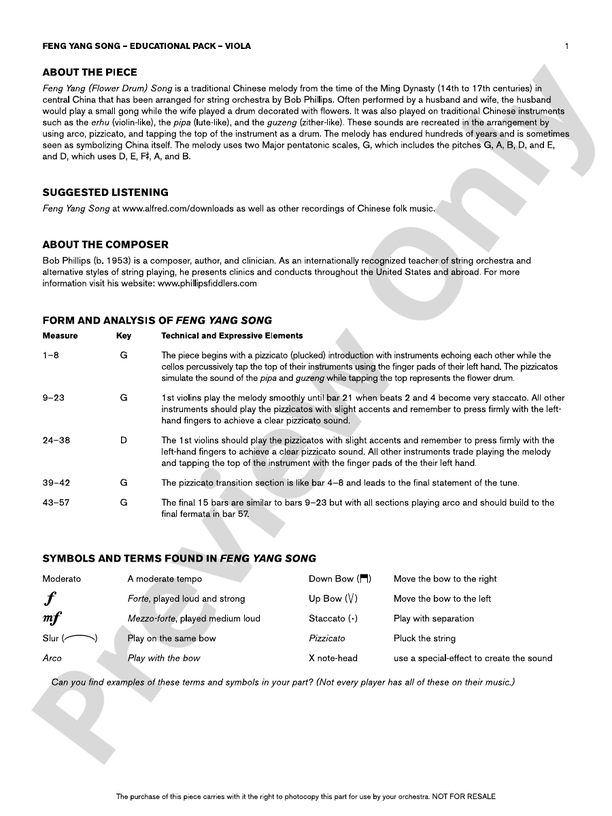 Feng Yang Song: Viola Educational Pack: Viola Educational Pack Part ...