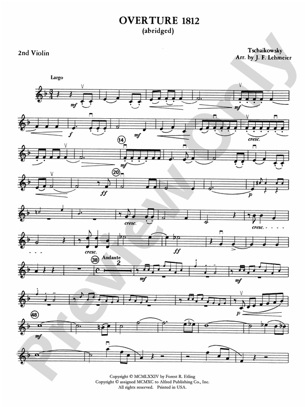 Overture 1812: 2nd Violin: 2nd Violin Part - Digital Sheet Music Download