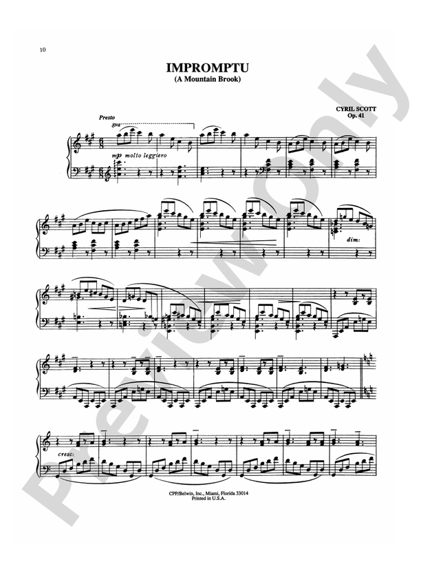 Scott: Selected Piano Works: Impromptu, (A Mountain Brook), Opus 41 Part - Digital Sheet Music ...